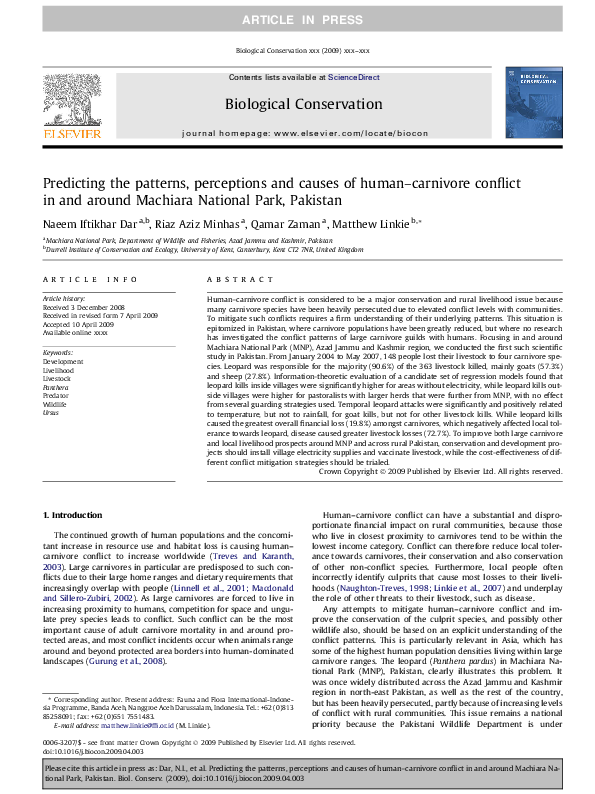 (PDF) Predicting the patterns, perceptions and causes of human ...