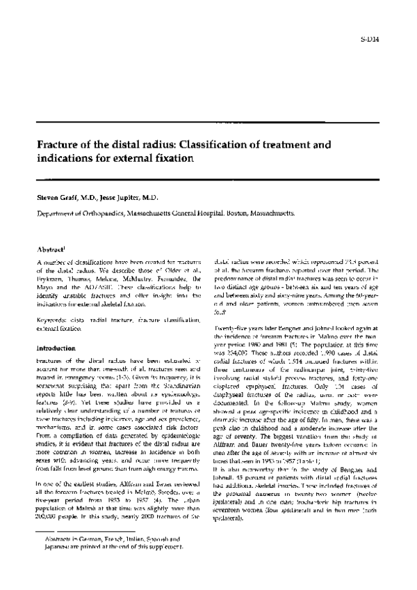 (PDF) Fracture of the distal radius: Classification of treatment and indications for external ...