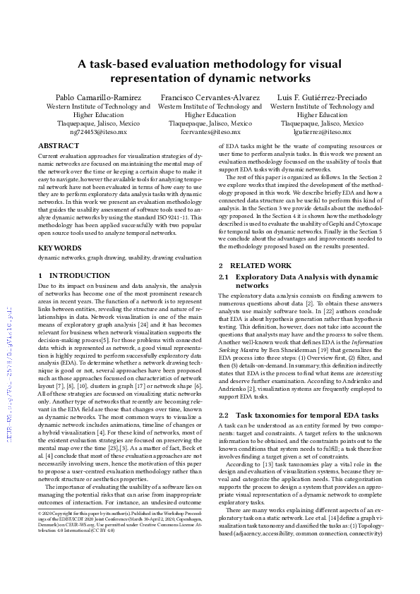 Pdf A Task Based Evaluation Methodology For Visual Representation Of Dynamic Networks