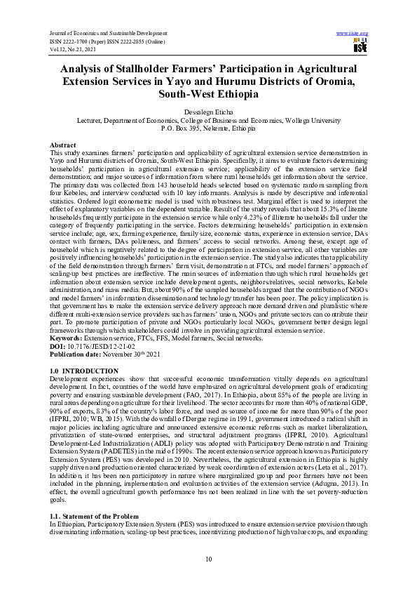 (PDF) Analysis of Stallholder Farmers’ Participation in Agricultural ...