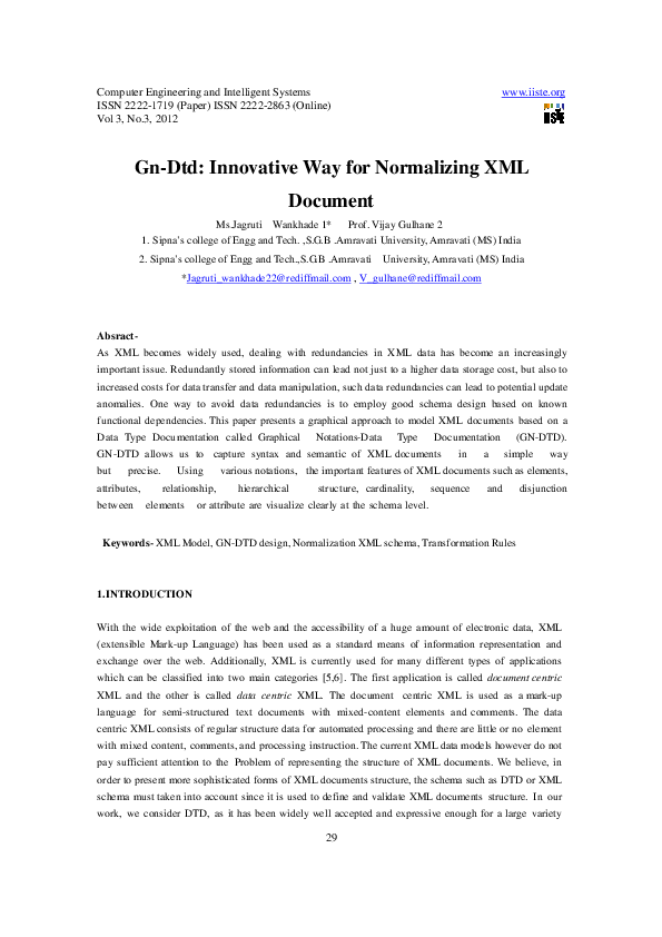 (PDF) Gn-Dtd: Innovative Way for Normalizing XML Document