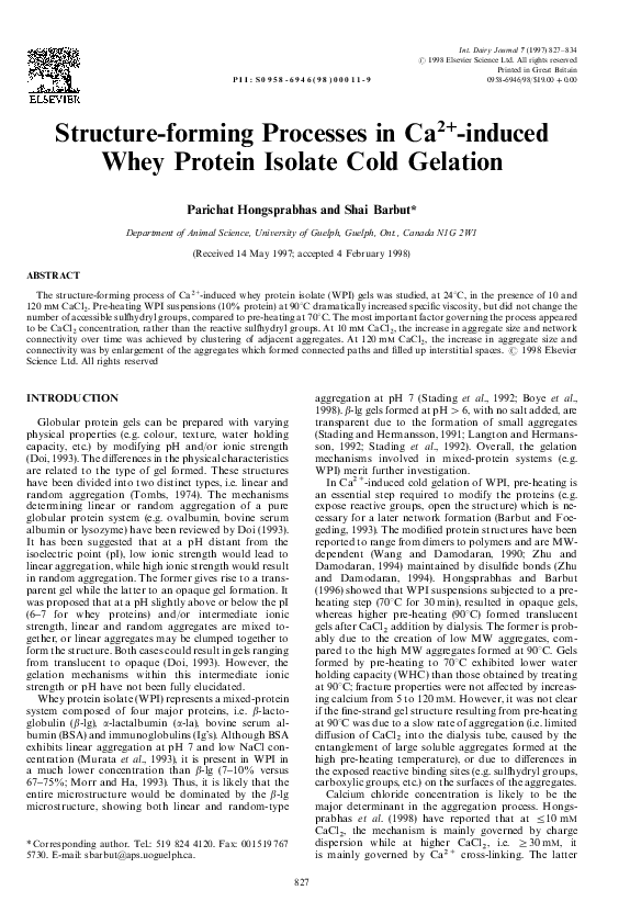 (PDF) Structure-forming processes in Ca2+-induced whey protein isolate ...