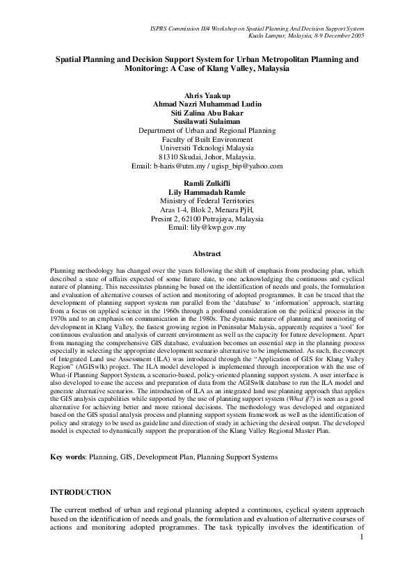 (PDF) Spatial Planning and Decision Support System for Urban Metropolitan Planning and ...