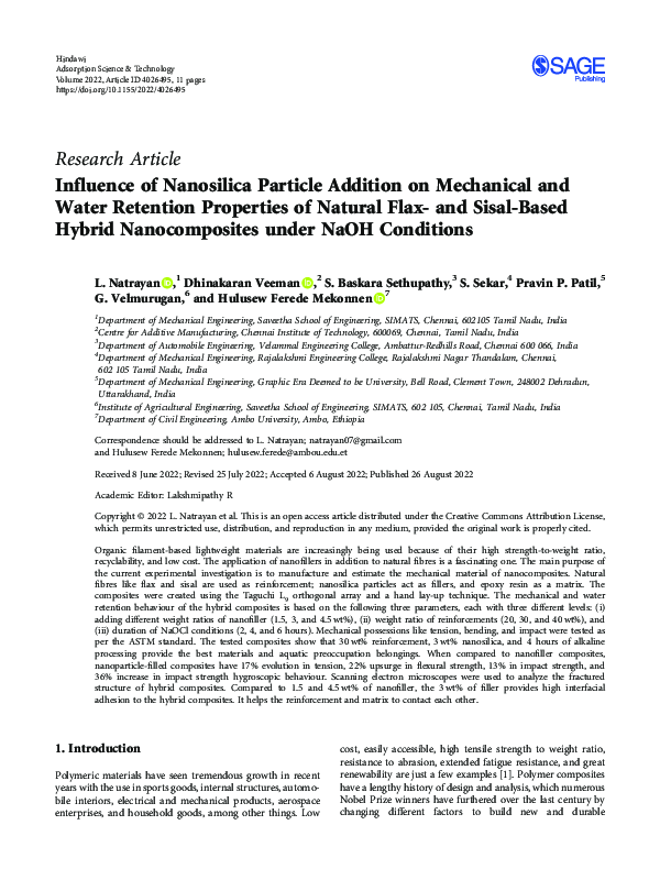 (PDF) Influence of Nanosilica Particle Addition on Mechanical and Water ...