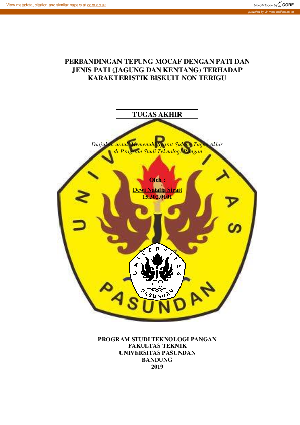 (PDF) Perbandingan Tepung Mocaf Dengan Pati Dan Jenis Pati (Jagung Dan Kentang) Terhadap ...