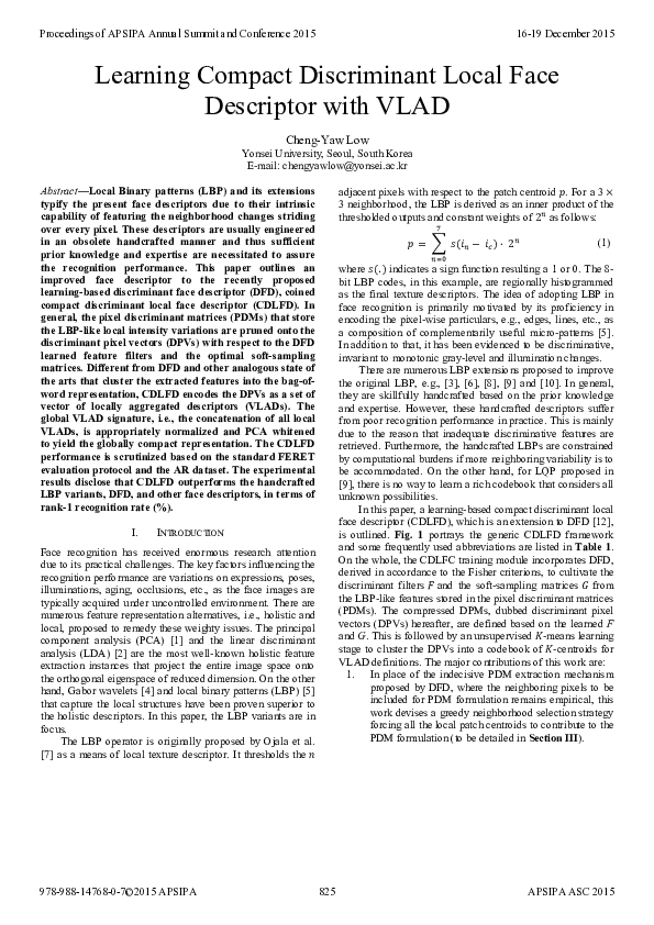 (PDF) Learning compact discriminant local face descriptor with VLAD