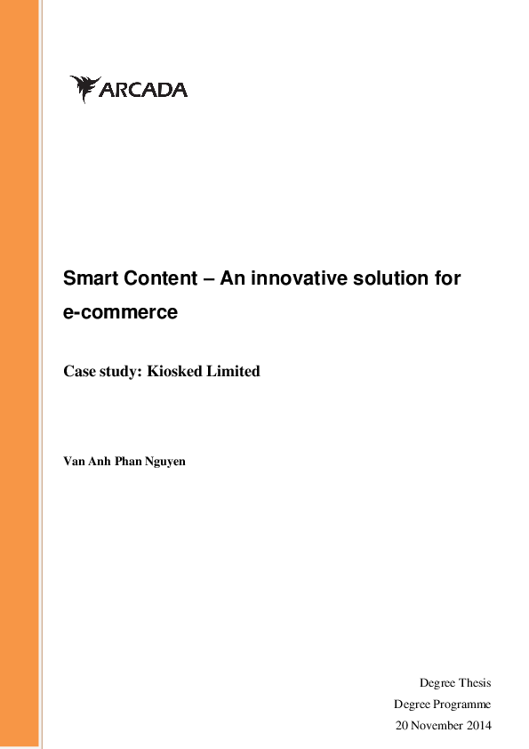 (PDF) Smart content - An Innovative Solution for E-commerce: Case study Kiosked Ltd