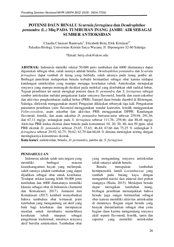 (PDF) POTENSI DAUN BENALU Scurrula ferruginea dan Dendrophthoe ...