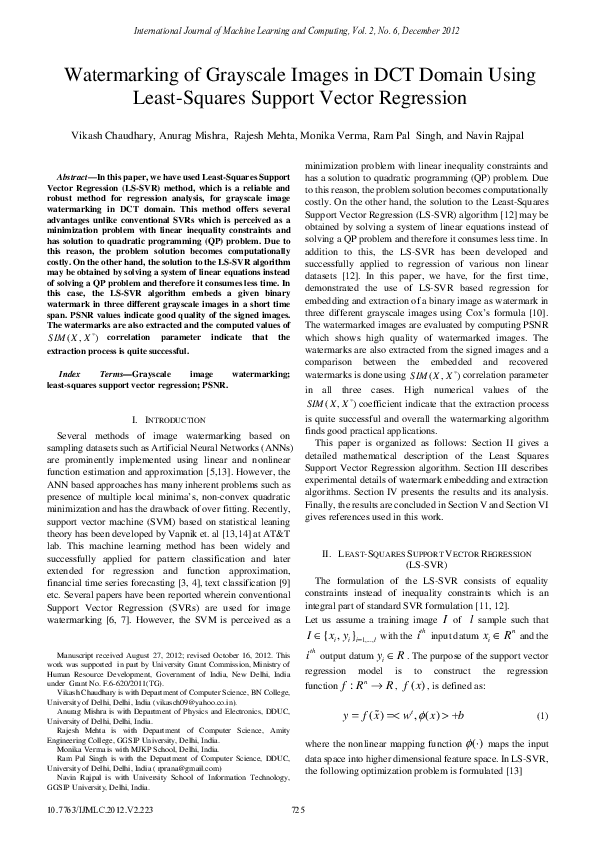 (PDF) Watermarking of Grayscale Images in DCT Domain Using Least ...
