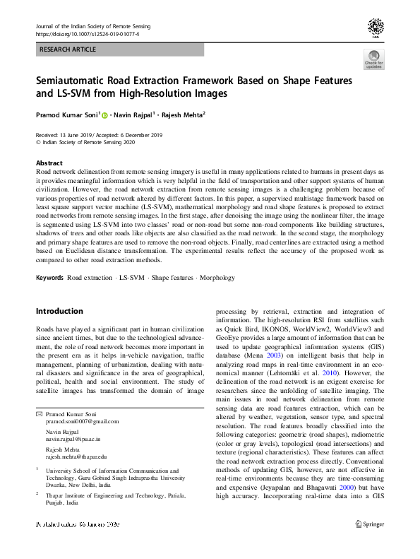 (PDF) Semiautomatic Road Extraction Framework Based on Shape Features ...