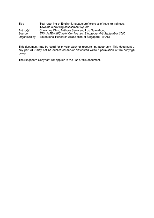 (PDF) Test reporting of English language proficiencies of teacher ...