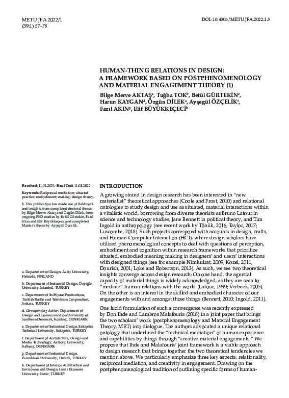 (PDF) Human-Thing Relations in Design: A Framework Based on ...