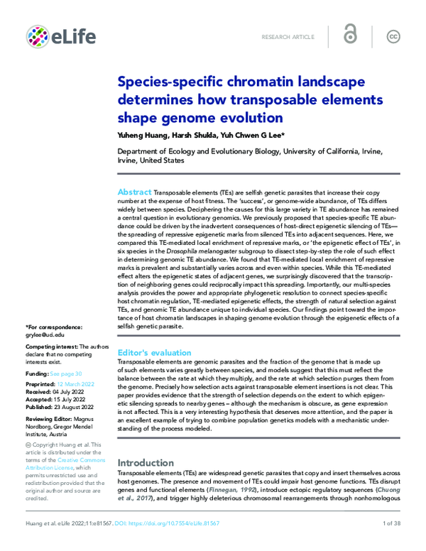 (PDF) Species-specific chromatin landscape determines how transposable elements shape genome ...