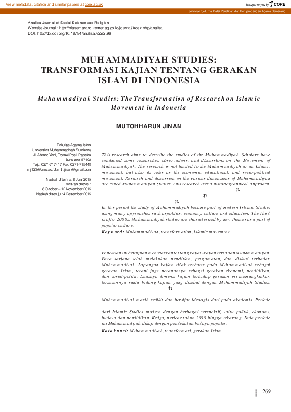 (PDF) Muhammadiyah Studies: The Transformation of Research on Islamic ...