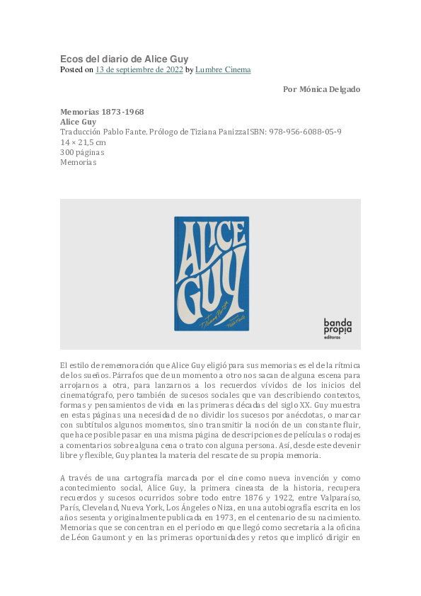 (PDF) Ecos del diario de Alice Guy
