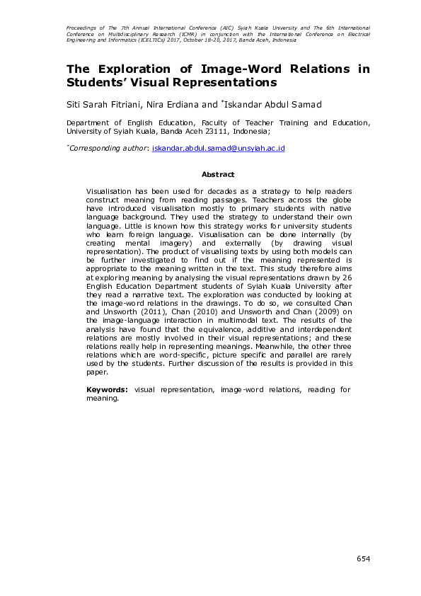(PDF) The Exploration of Image-Word Relations in Students’ Visual Representations | nira erdiana ...