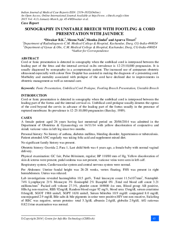 (PDF) Case Report SONOGRAPHY IN UNSTABLE BREECH WITH FOOTLING & CORD ...