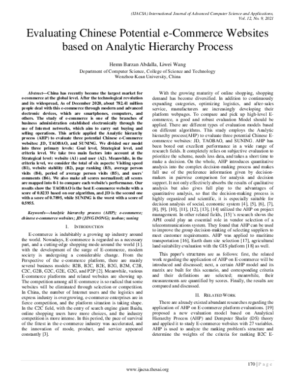 (PDF) Evaluating Chinese Potential e-Commerce Websites based on ...