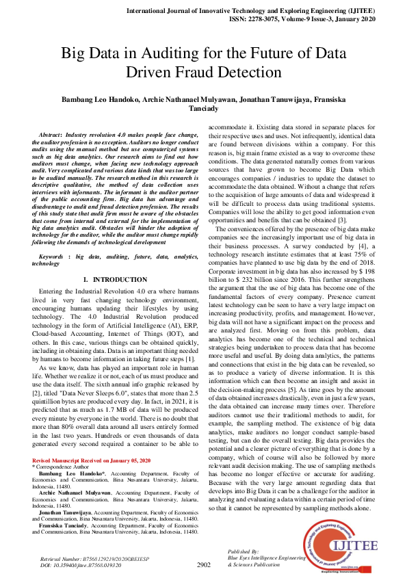 (PDF) Big Data in Auditing for the Future of Data Driven Fraud Detection