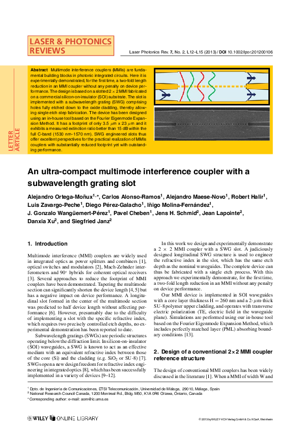 (PDF) An ultra-compact multimode interference coupler with a ...