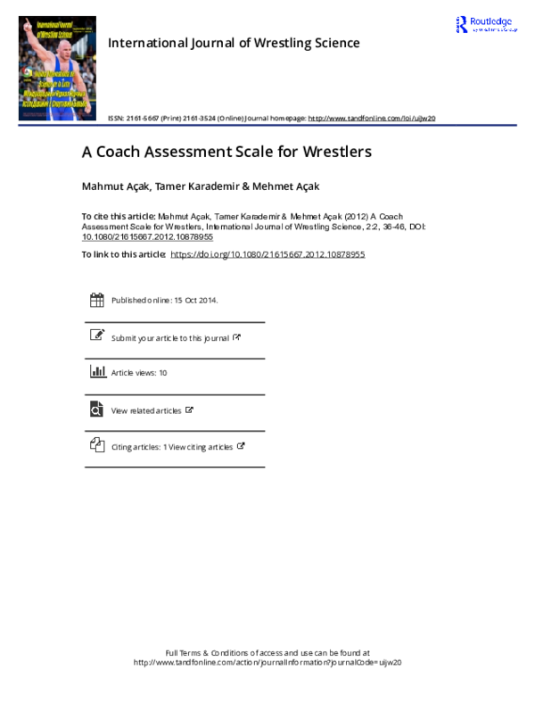 (PDF) A Coach Assessment Scale for Wrestlers