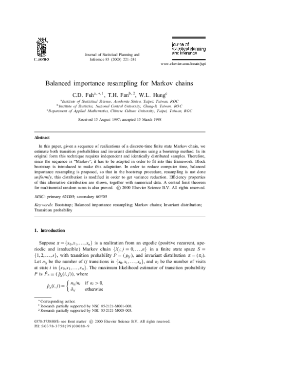 (PDF) Balanced importance resampling for Markov chains