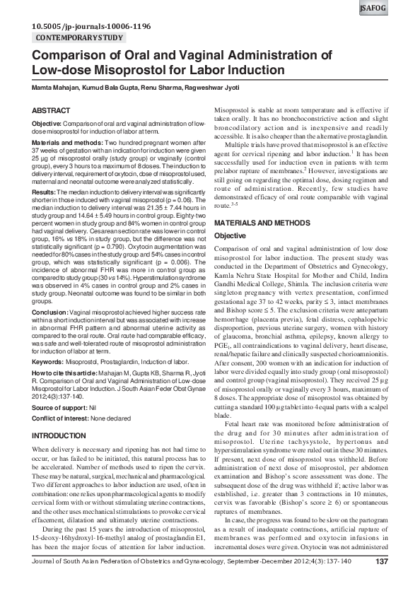 (PDF) Comparison of Oral and Vaginal Administration of Low-dose ...