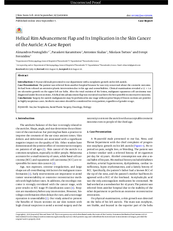 (PDF) Helical Rim Advancement Flap and Its Implication in the Skin ...