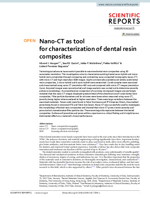 (PDF) Nano-CT as tool for characterization of dental resin composites