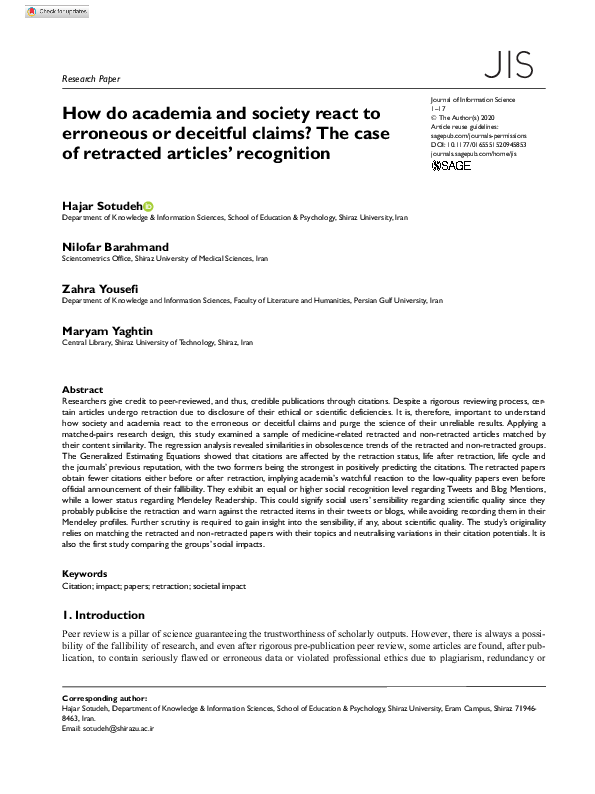 (PDF) How do academia and society react to erroneous or deceitful ...