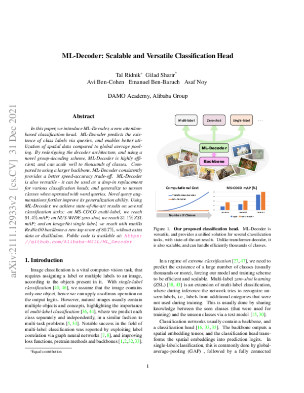 Pdf Ml Decoder Scalable And Versatile Classification Head