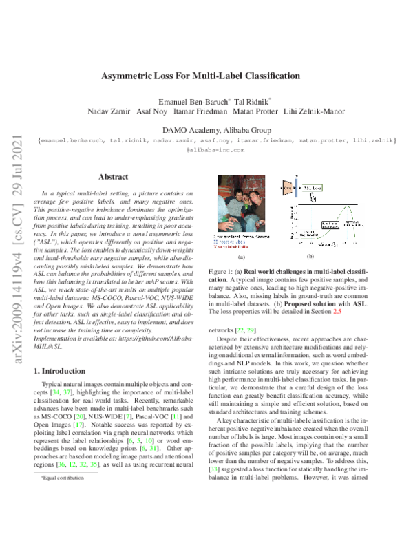 (PDF) Asymmetric Loss For Multi-Label Classification