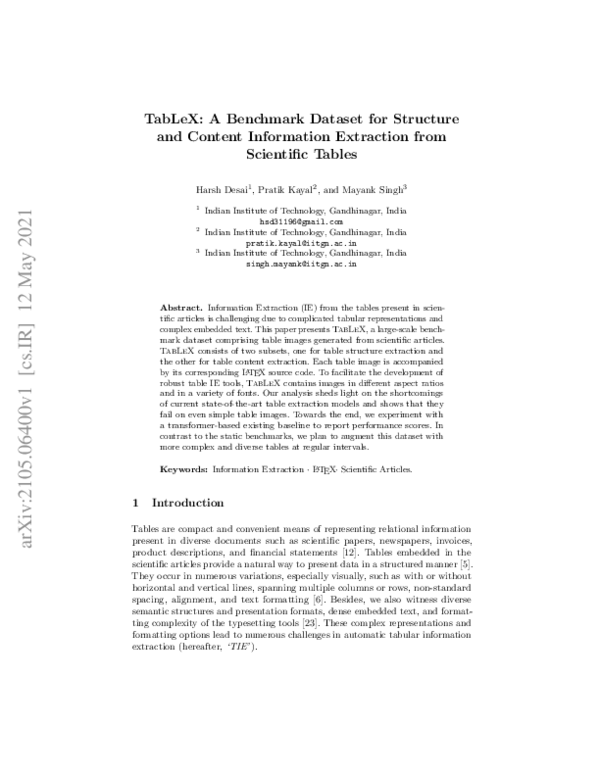 (PDF) TabLeX: A Benchmark Dataset for Structure and Content Information ...