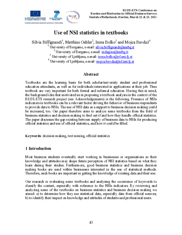 (PDF) Use of NSI statistics in textbooks