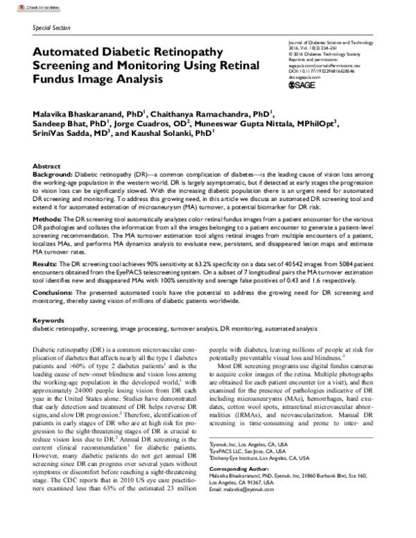 (PDF) Automated Diabetic Retinopathy Screening and Monitoring Using ...
