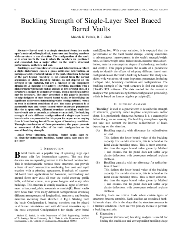(PDF) Buckling Strength of Single-Layer Steel BracedBarrel Vaults