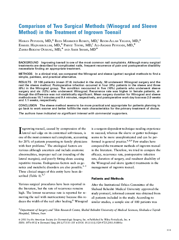 (PDF) Comparison of Two Surgical Methods (Winograd and Sleeve Method ...