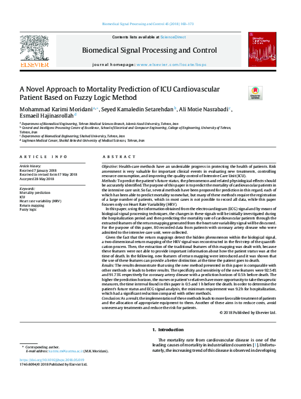 (PDF) A Novel Approach to Mortality Prediction of ICU Cardiovascular Patient Based on Fuzzy ...