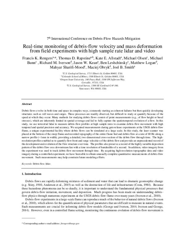 (PDF) Real-time monitoring of debris-flow velocity and mass deformation ...
