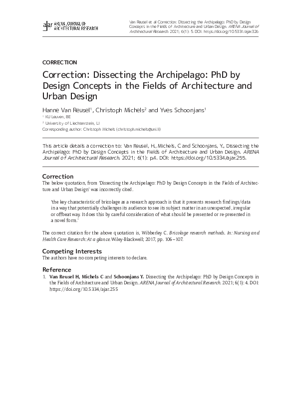 (PDF) Correction: Dissecting the Archipelago: PhD by Design Concepts in ...