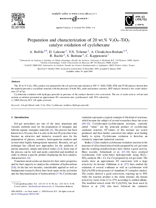 (PDF) Preparation and characterization of 20wt.% V2O5–TiO2 catalyst ...