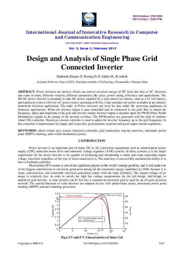 Pdf Analysis And Design Of Single Phase Current Source Grid Connected Pv Inverter