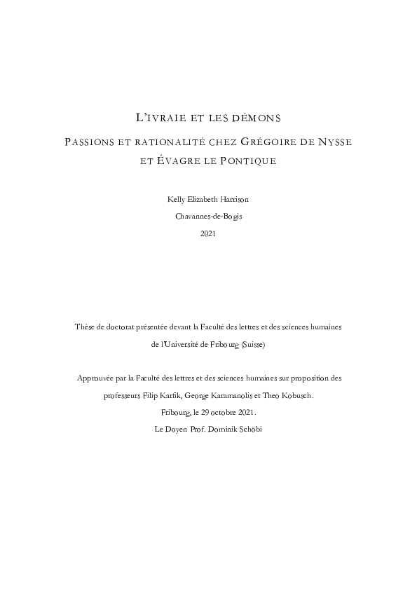(PDF) L'ivraie et les démons. Passions et rationalité chez Grégoire de ...