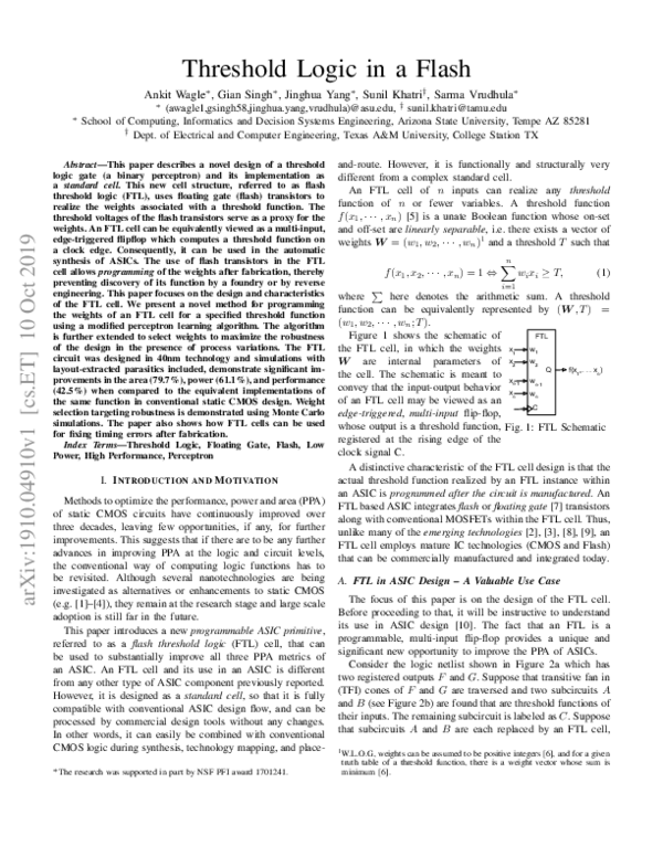 (PDF) Threshold Logic in a Flash | Ankit Wagle - Academia.edu