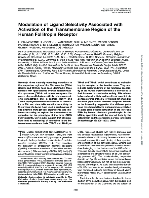 (PDF) Modulation of Ligand Selectivity Associated with Activation of ...