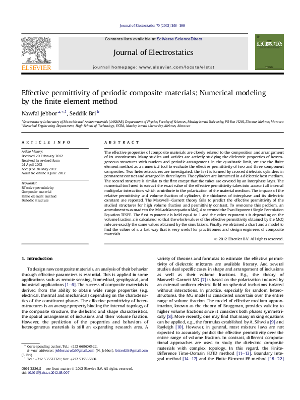 Pdf Effective Permittivity Of Periodic Composite Materials Numerical Modeling By The Finite