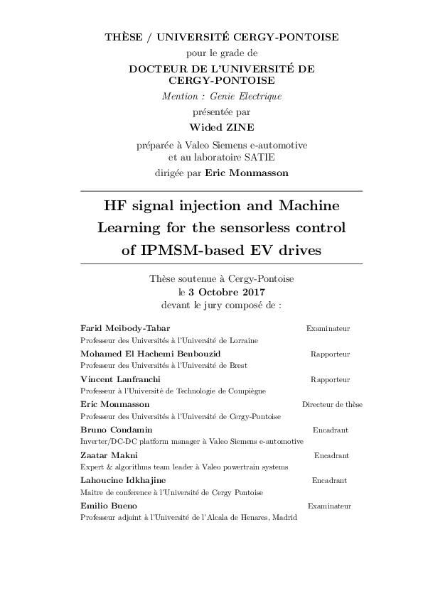 Pdf Hf Signal Injection And Machine Learning For The Sensorless Control Of Ipmsm Based Ev