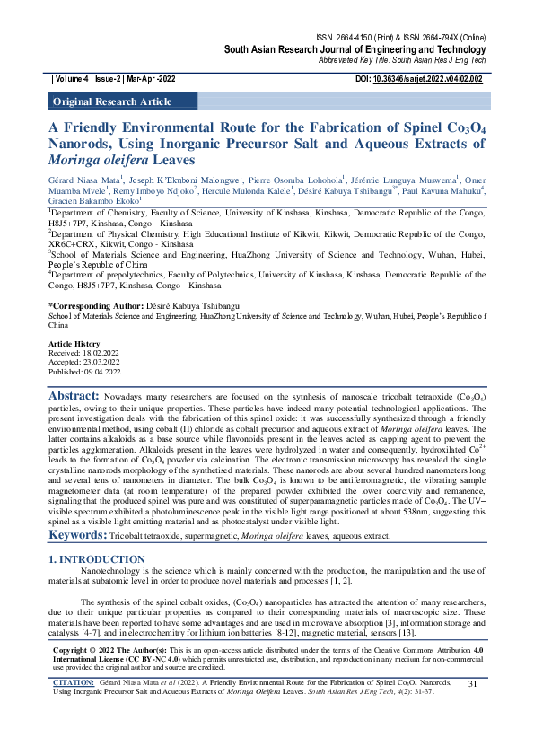 (PDF) A Friendly Environmental Route for the Fabrication of Spinel ...