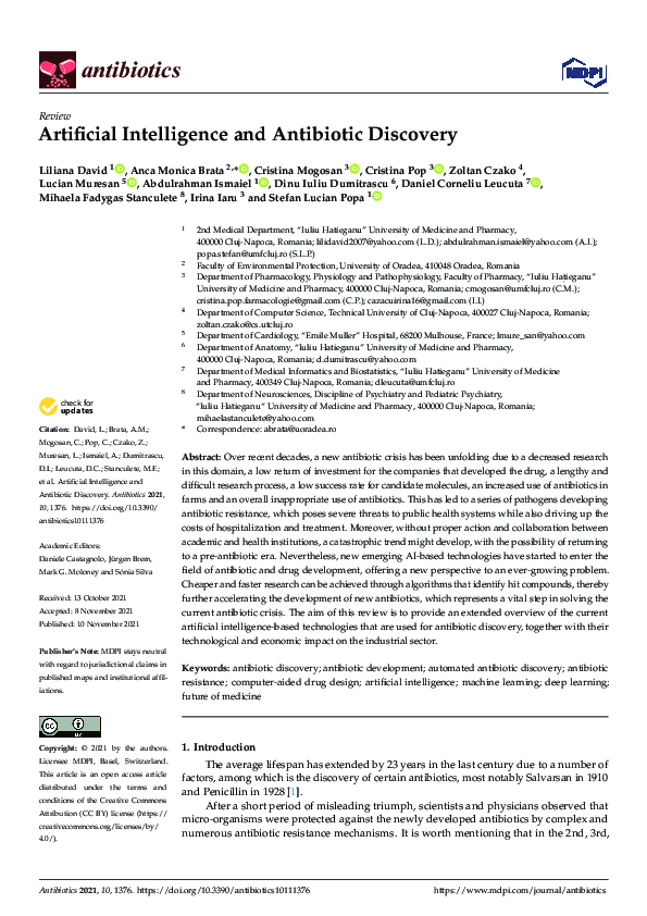 (PDF) Artificial Intelligence and Antibiotic Discovery