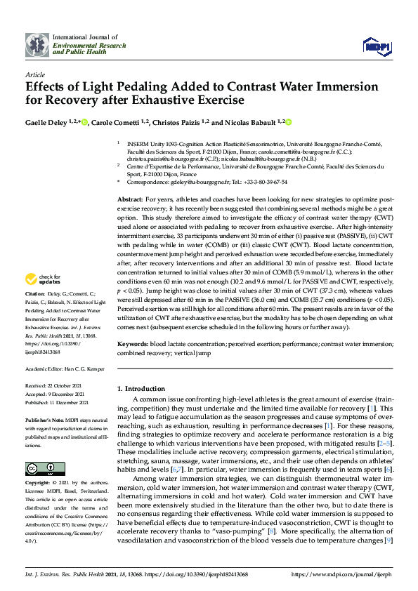 (PDF) Effects of Light Pedaling Added to Contrast Water Immersion for ...